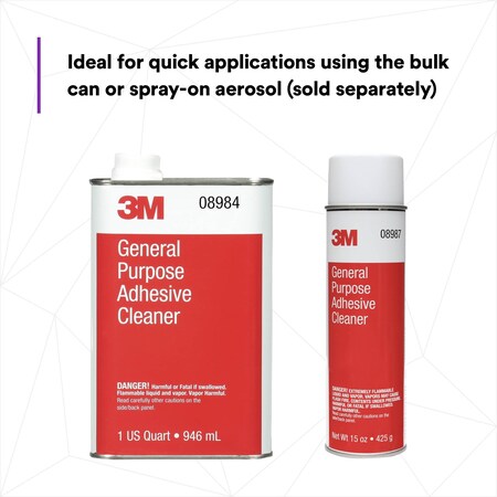 3M General Purpose Adhesive Cleaner, 08984, 1 Quart, 6 per case 7000000492 | Zoro